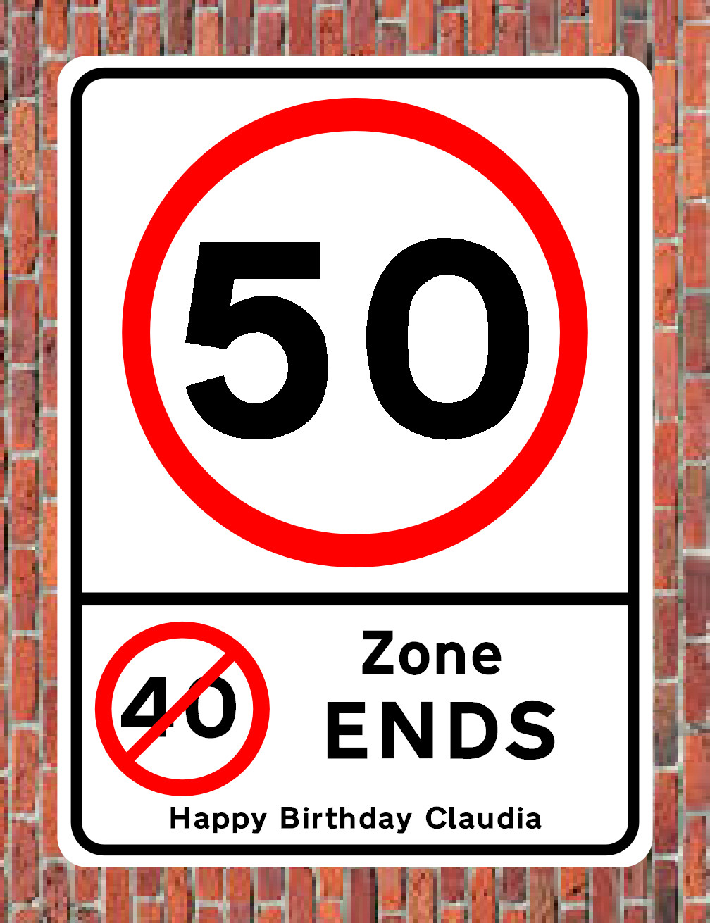50 MPH 40 ZONE ENDS road style METAL SIGN 50th birthday 50 years old ...