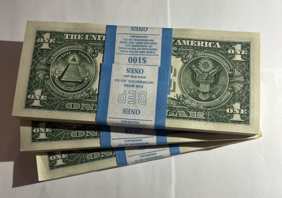 1 strap 2021 UNC BEP H ST.Louis district B run $1 dc print one dollar ...