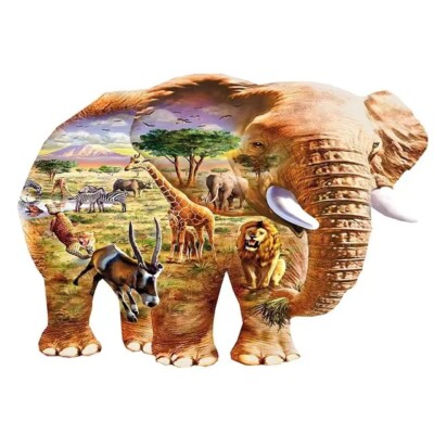 Elephant Shaped Wooden Jigsaw Puzzle for Adults 32cm x 42cm - Approx ...