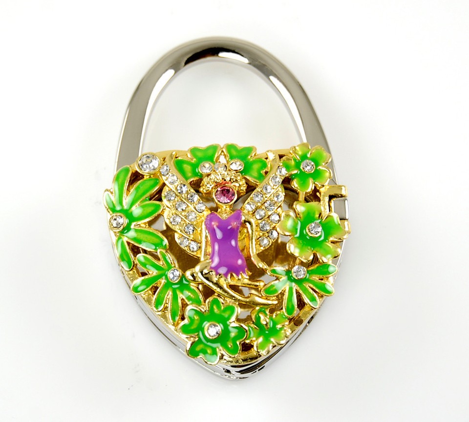 Stylish Foldable Handbag Holder "Flower & Angel" Mirror Locket Purse ...