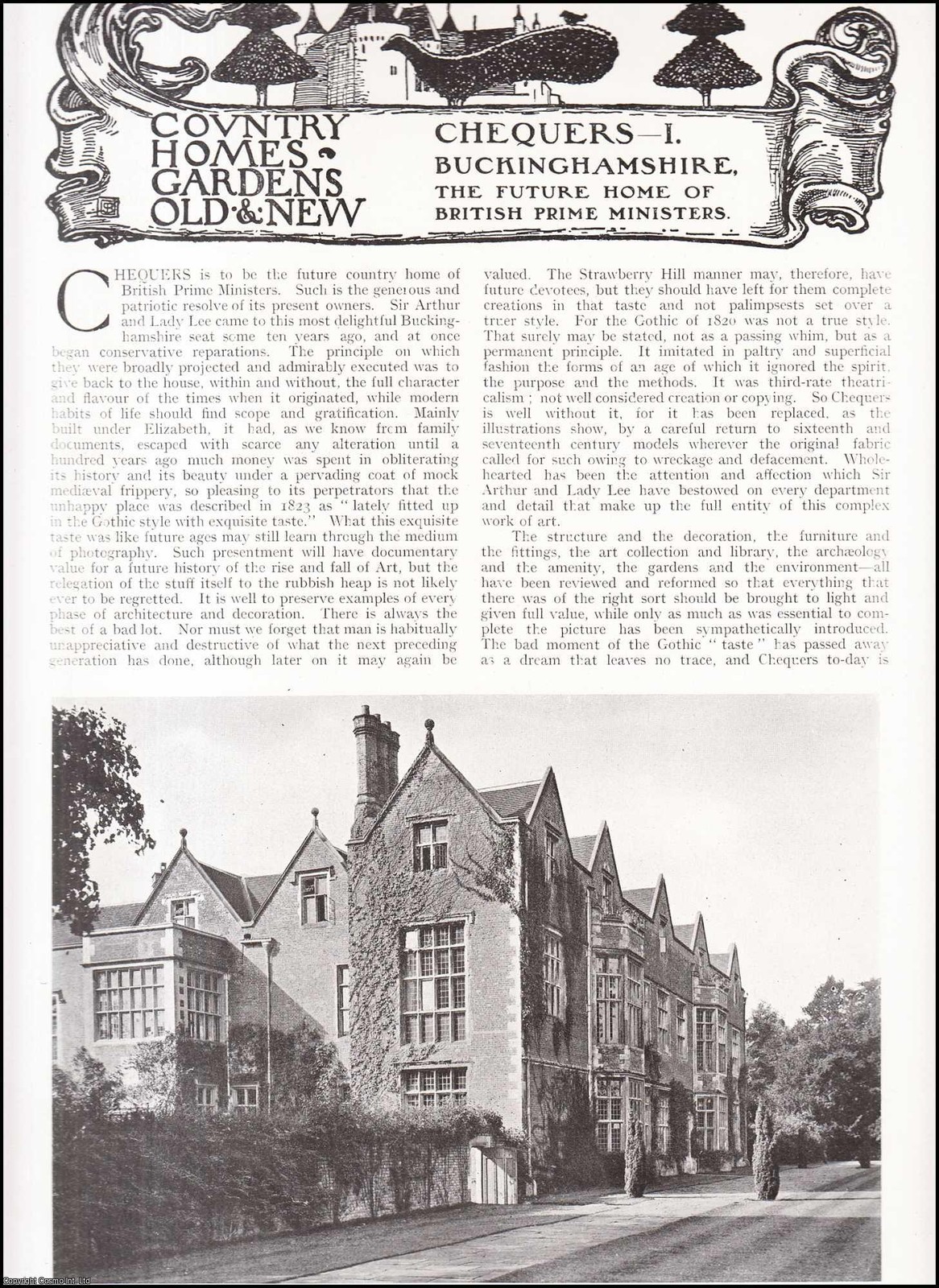 CHEQUERS, BUCKINGHAMSHIRE. THE FUTURE HOME OF BRITISH PRIME MINISTERS ...