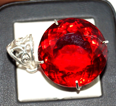 Certified Natural 102.55 Ct Brazilian Red Round Topaz Pendant Loose ...