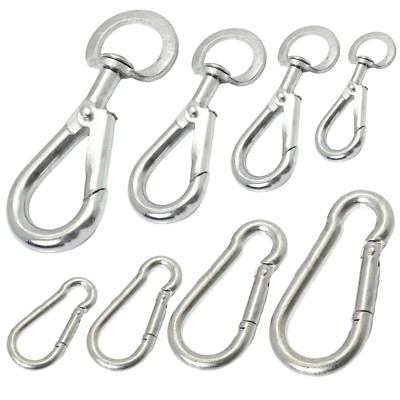 2x Small/Large CARABINER SWIVEL CLIPS Spring Loaded Rotate/Twist ...