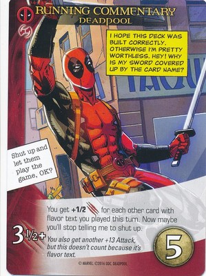 DEADPOOL Upper Deck Marvel Legendary DEADPOOL RUNNING COMMENTARY | eBay