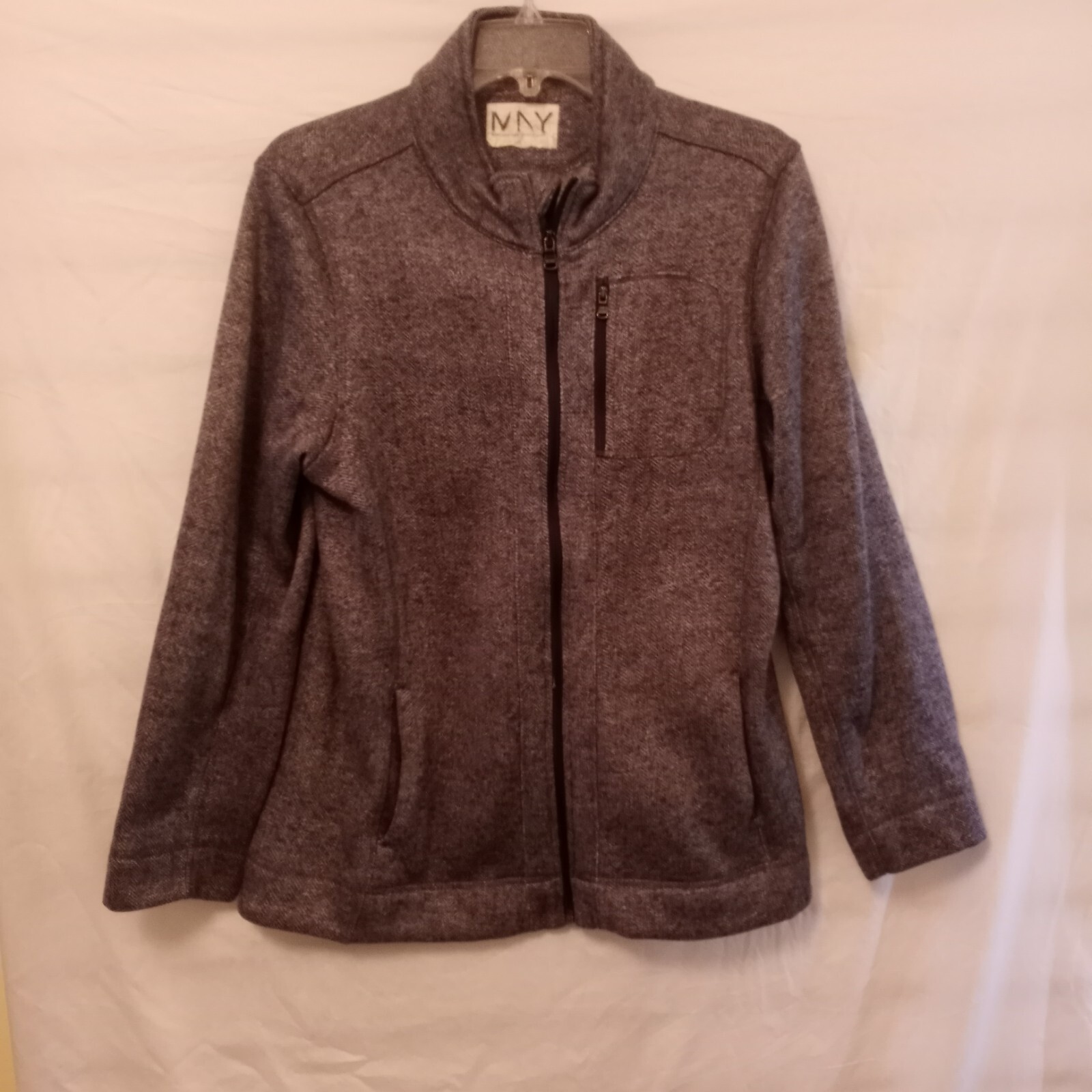 Marc New York Andrew Marc Womens XL Fleece Jacket Gray Zip Pockets B1 ...