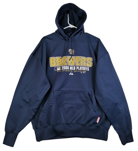 Vintage 2008 Majestic Milwaukee Brewers MLB Playoffs Hoodie Pit To Pit ...