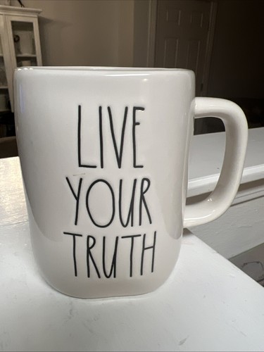 Rae Dunn Magenta LIVE YOUR TRUTH 20 Oz White Ceramic Coffee Tea Mug Cup ...