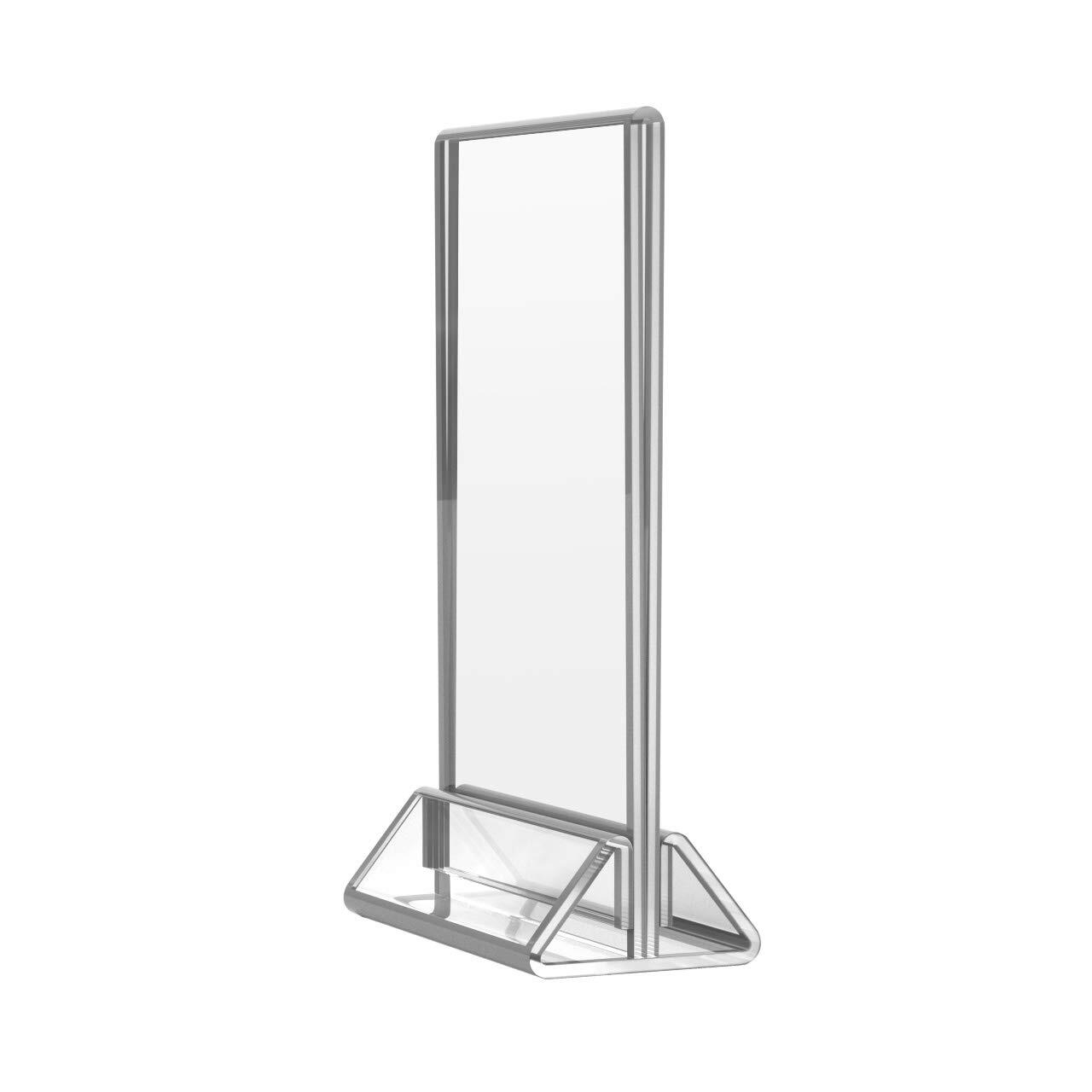4x6 Acrylic Sign Holder With 3mm Silver Borders And Vertical Stand ...