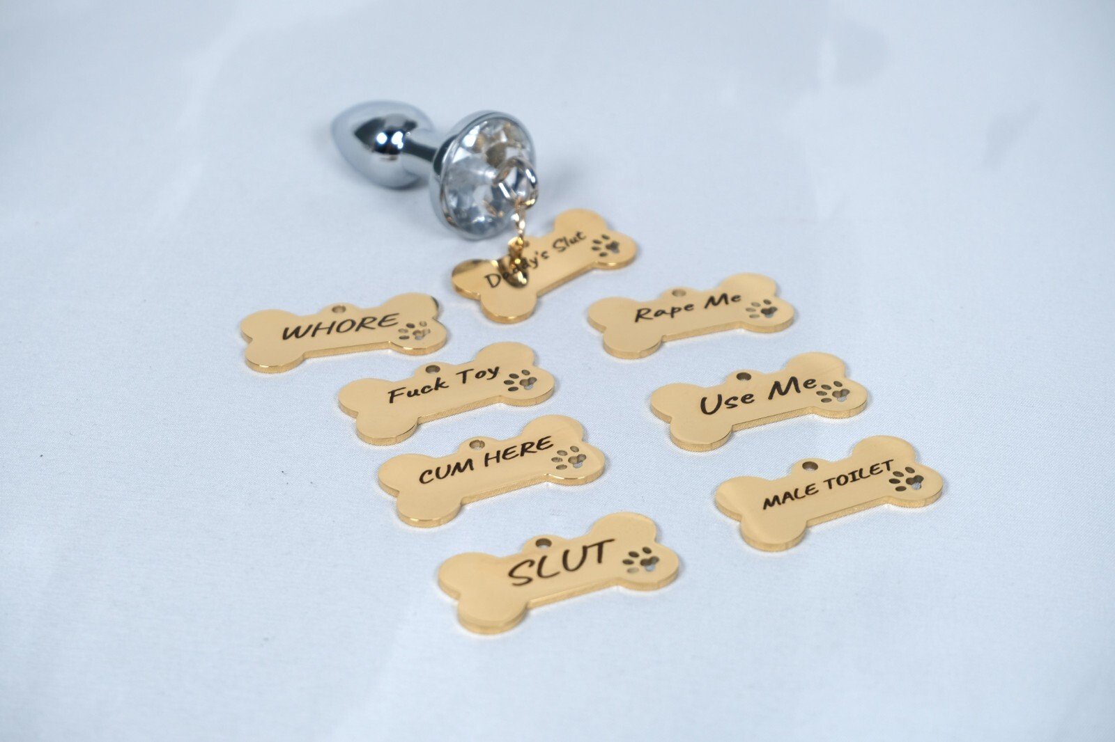 3 Size Round Jewel Butt Plug With Stainless Steel Heart Shape Gold Bone ...