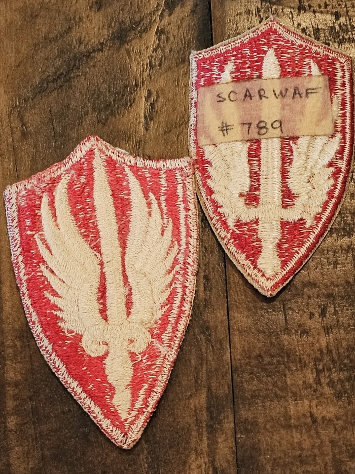 WWII US Army SCARWAF 1946 Japanese Silk Embroidered Cut Edge Patch Set ...