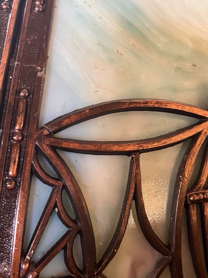 Slag Glass Lamp Shade-Filigree Glass LAMP Shade 8 Panel Slags-Antique ...