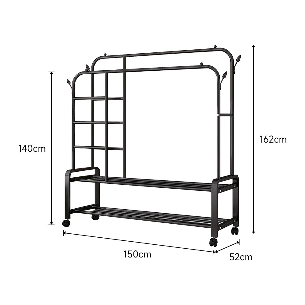 Heavy Duty Double Clothes Rail Rack Hanging Garment Display Stand Open ...