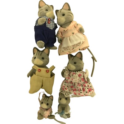 Sylvanian Family Celebration Fisher Gray striped Calico Critters Cats 6 ...