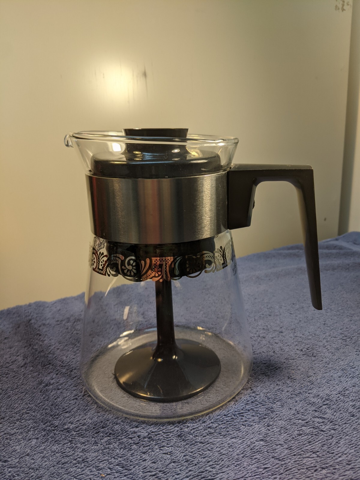 Vintage MCM Glass Pyrex 6 Cup Valu Perk Percolator Coffee Pot Gold ...