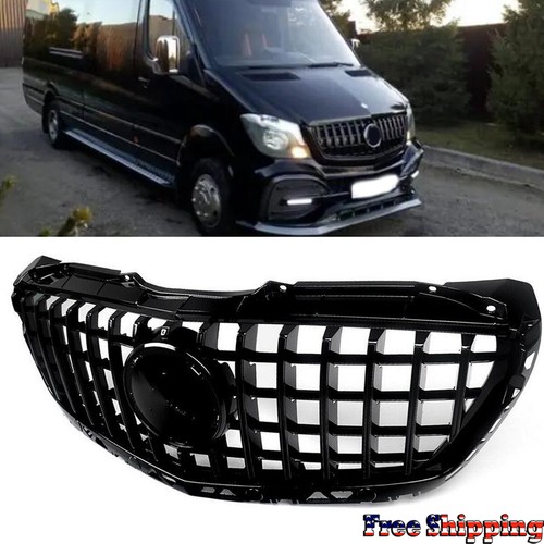 For Mercedes Benz W906 Sprinter Front Racing Grille Grill Gloss Black ...