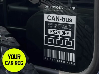 x2 Toyota CAN-BUS Anti-Theft Device Fitted, Car Window Sticker [YOUR ...