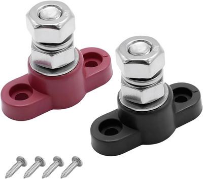 2PCS 3/8" 12V Car Single Stud Battery Junction Posts Block, Heavy Duty ...