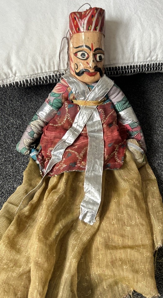 Vintage 21” Asian Thai Hand Painted Wood Carved Head Hand Puppet ...