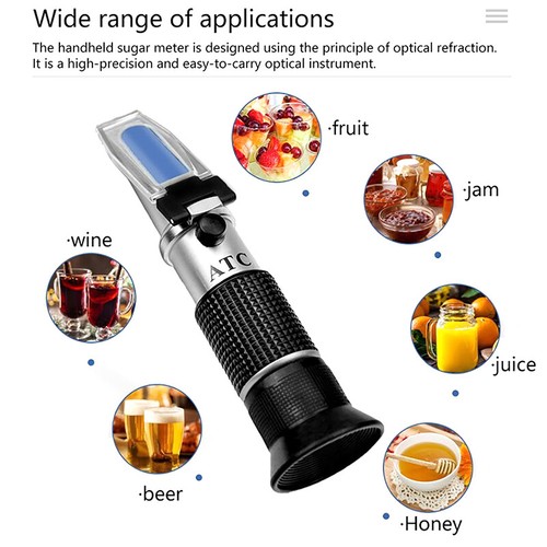 0-40% Brix 0-25% Alcohol Grapes Wine Refractometer ATC Sugar Content ...