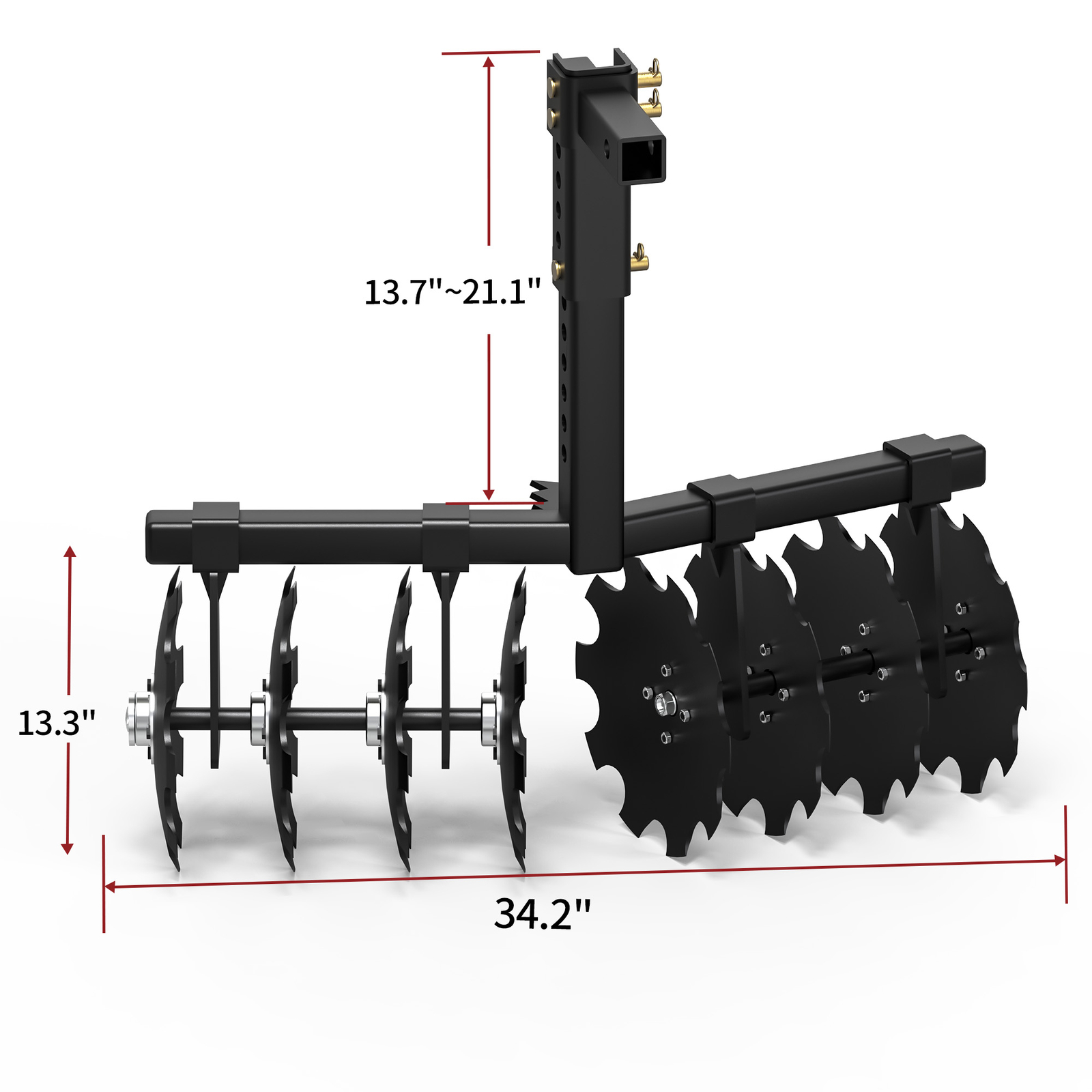 32" Cut Width Disc Plow Harrow With 2" Receiver Hitch Mount for ATVs ...