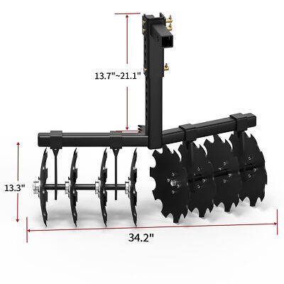 32" Cut Width Disc Plow Harrow W/ Universal 2" Receiver Mount for ATV ...