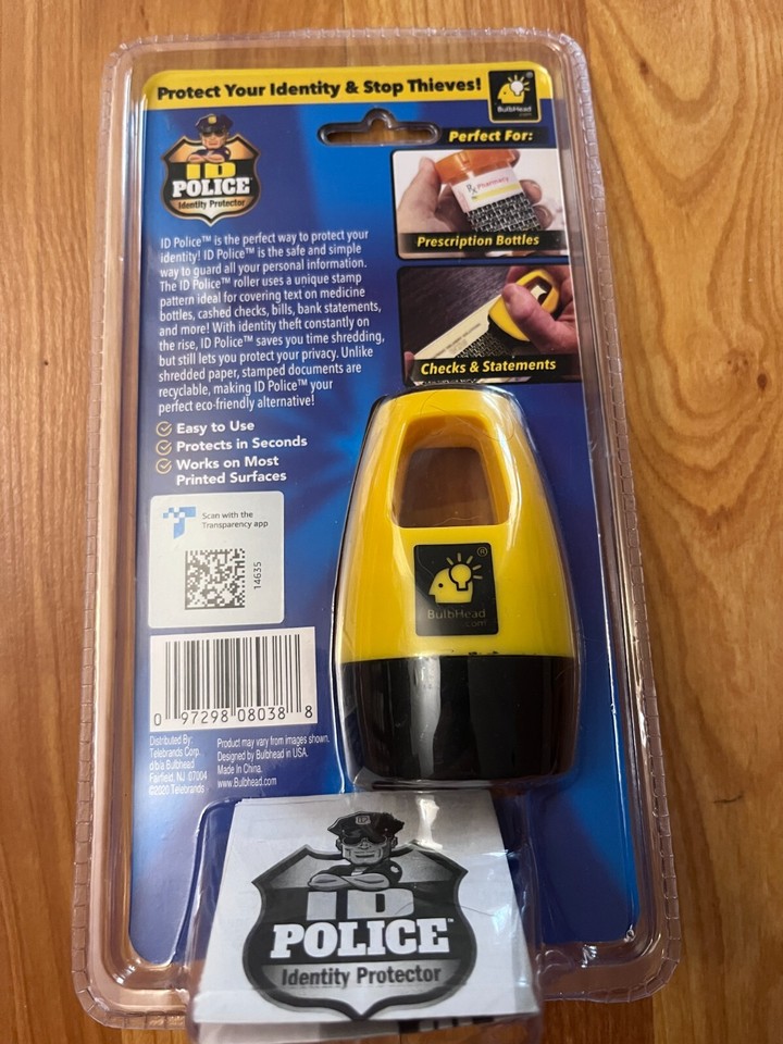 ID Police Identity Protection Roller Stamp by BulbHead - Helps Stop ID ...