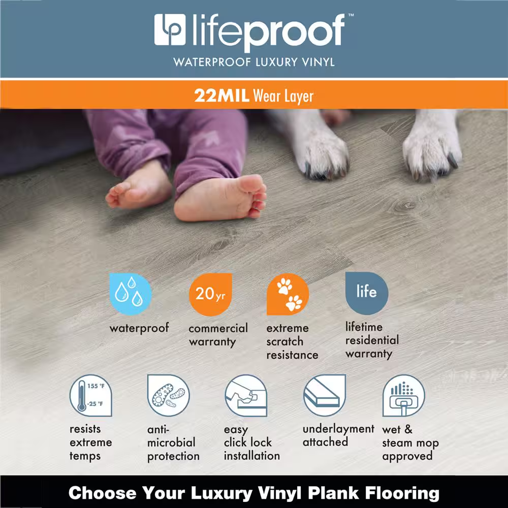 Lifeproof Plank Flooring 8.7"x 48" (20.1 sqft/case)Luxury Vinyl ...