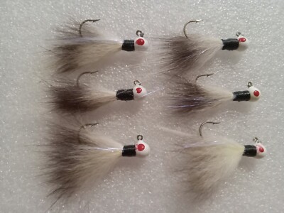 SMOO'S CUSTOM JIGS (6) 1/16 OZ Natural Possum HAIR JIGS | eBay