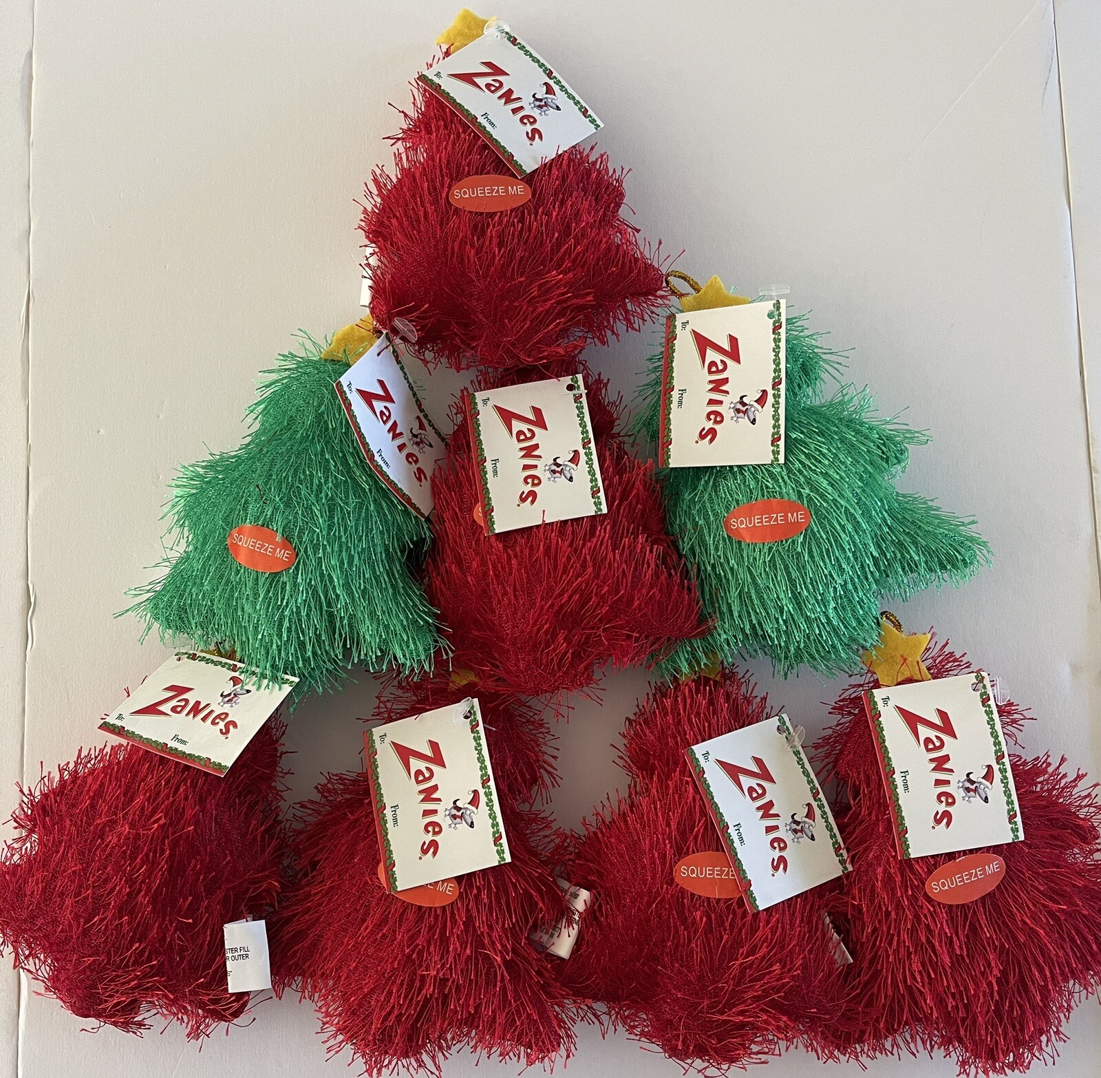 Zanies Dog Fuzzle Christmas Trees Red Green Toy Toys Squeaker Lot Of 8 ...