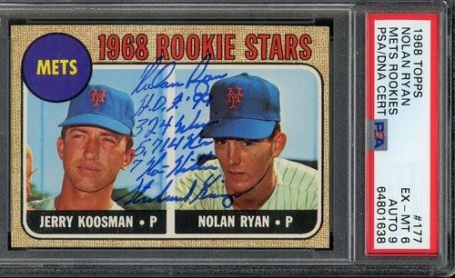 THE BEST SIGNED/INSCRIBED 1968 TOPPS NOLAN RYAN ROOKIE CARD #177 PSA 6/ ...