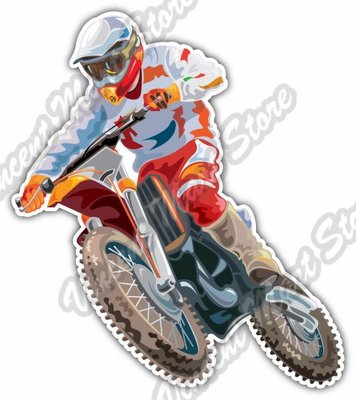 Motocross Rider Motorcycle Dirt Bike Racing Car Bumper Vinyl Sticker ...