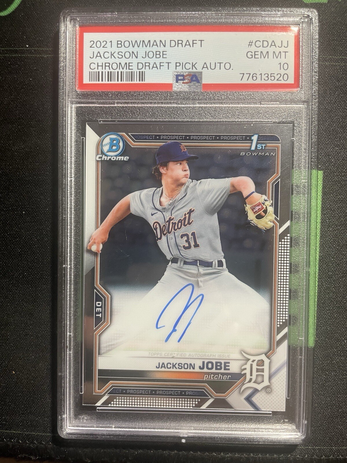 2021 Jackson Jobe Bowman Draft Chrome 1st Auto PSA 10 GEM MINT Rookie # ...