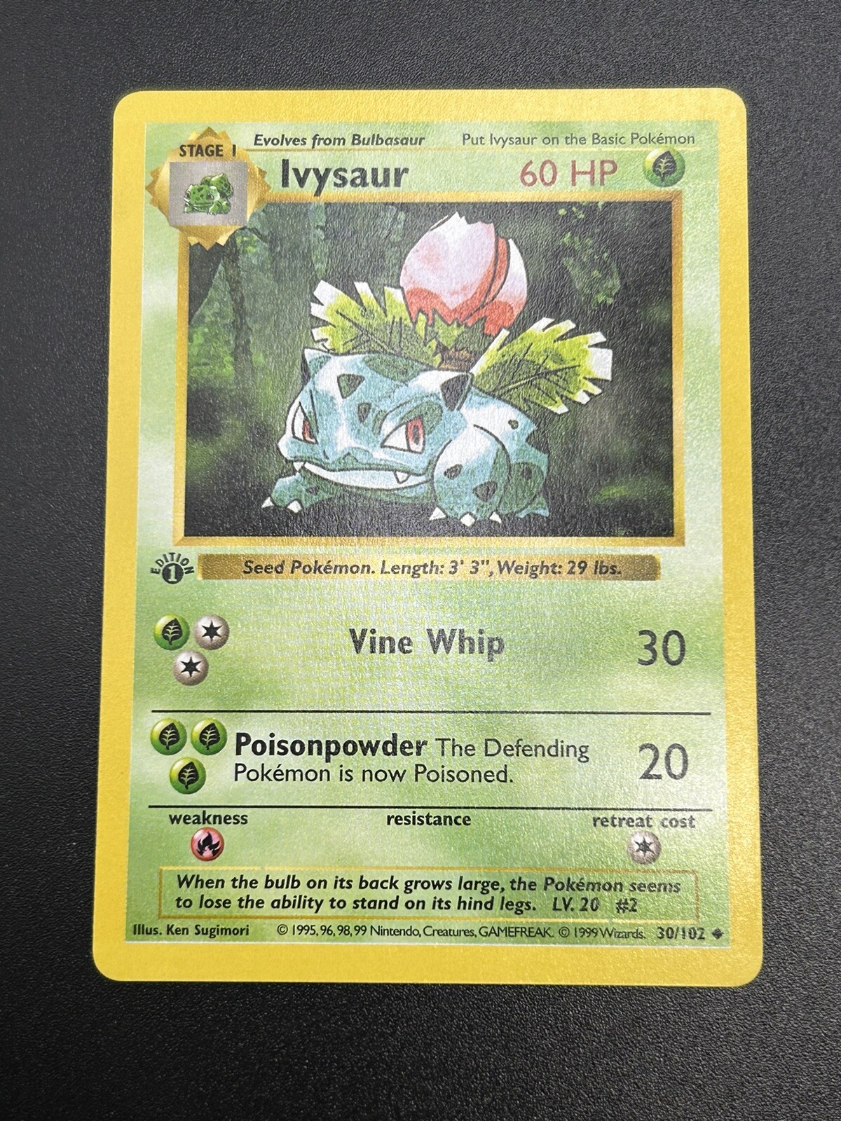 IVYSAUR Pokemon Card - WOTC - 1st Edition - Base Set - Shadowless - 30/ ...