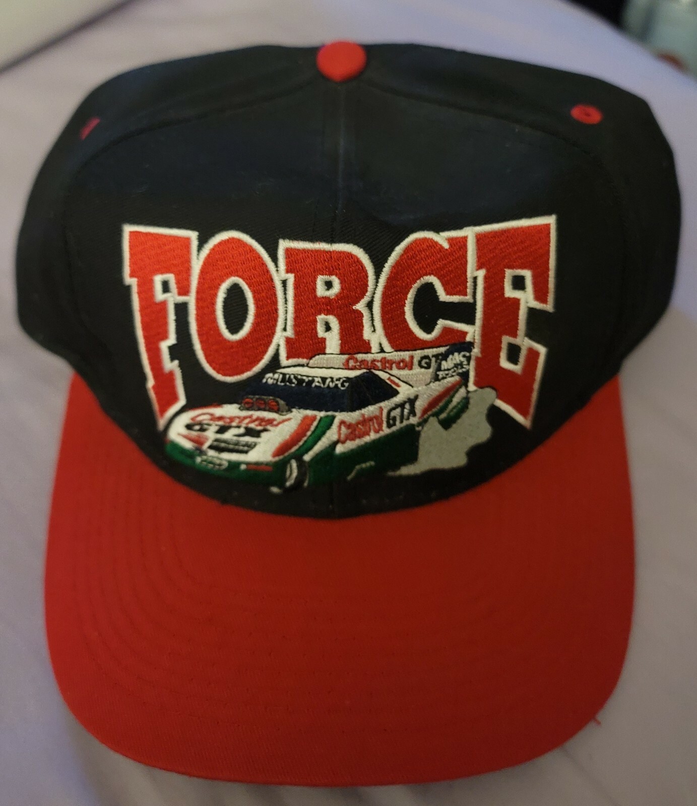 Nascar 1990's John Force Logo Castrol Racing Snap Back Hat Black & Red ...