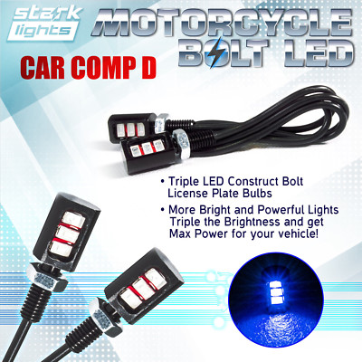 2PCS Motorcycle Screw 3-SMD LED Bolt Lamp Car License Plate Light ...
