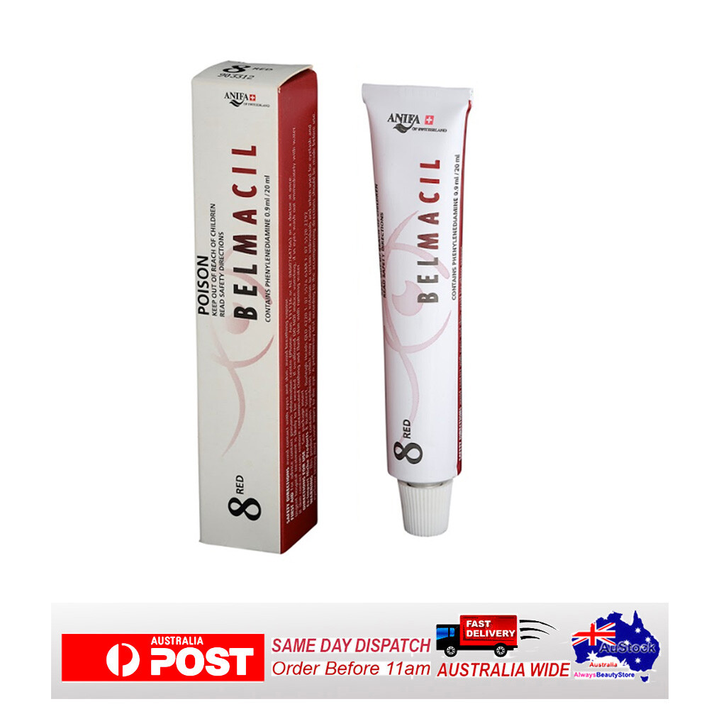 Belmacil Eyelash & Eyebrow Colour Tint - Lash, Brow Tinting #8 Red 20ml ...