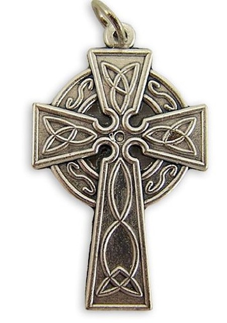 Silver Tone Irish Celtic Trinity Knot Cross Pectoral Pendant, 1 1/4 ...
