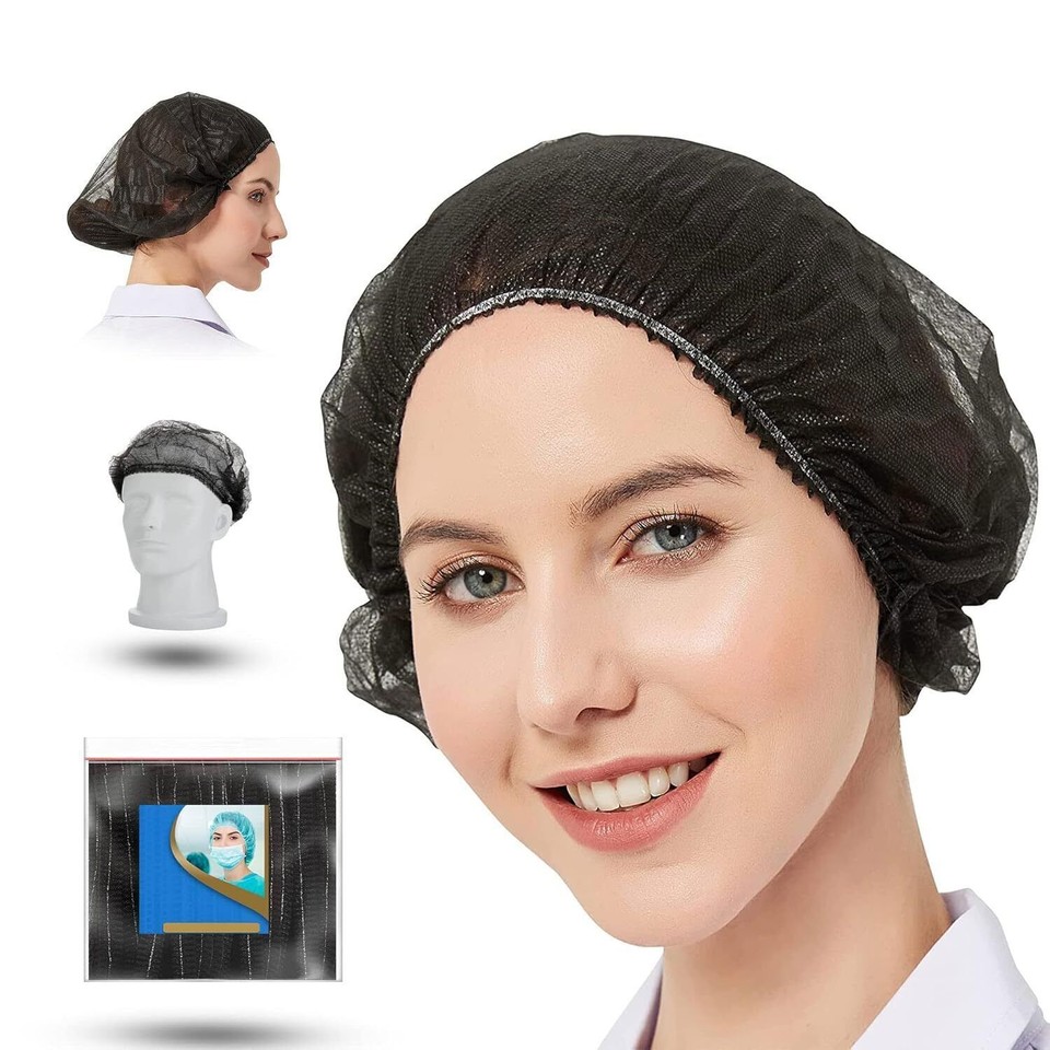 100 Disposable Hair Net Head Cover Mob Cap Hair Net Non Woven Anti Dust ...