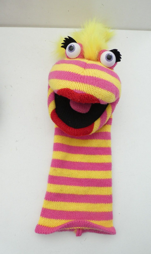 PUPPET CO YELLOW & PINK MONSTER GLOVE PUPPET - SOCK PUPPET YELLOW ...