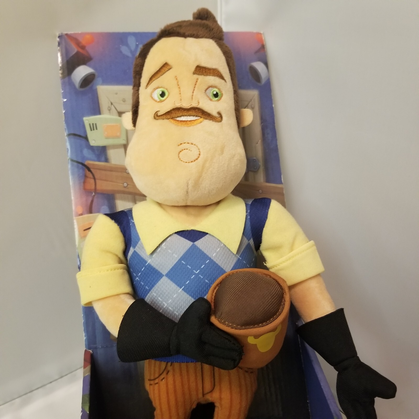 ZAC Toys Hello Neighbor 15" Holding Coffee Cup Plush Toy PC Gaming Room ...