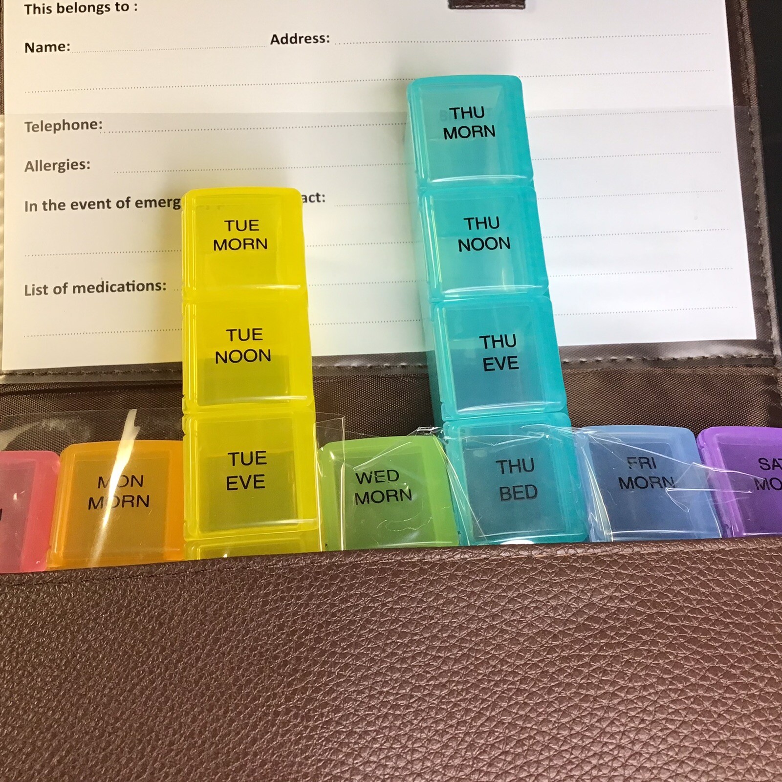 Pill Planner In Faux Leather Binder-Weekly/One Day At A Time-Magnetic ...