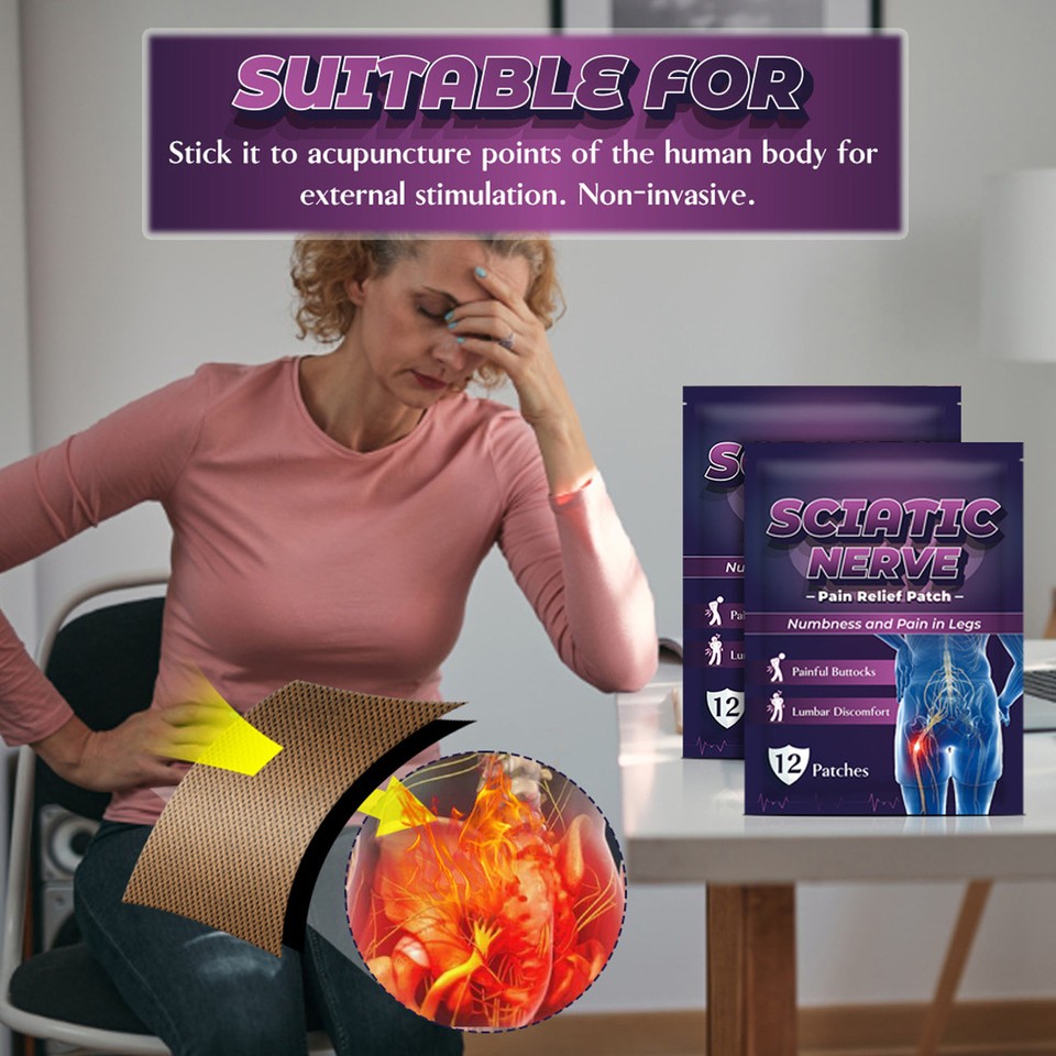 60 Sheets Sciatic Nerve Pain Reducing Patch Elastic Fabric ...