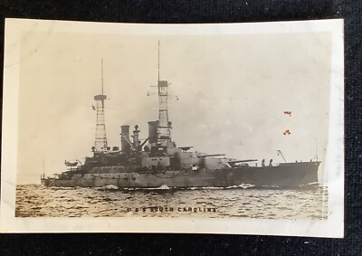 Vintage RPPC Real Photo Postcard War Ship Battleship USS South Carolina ...
