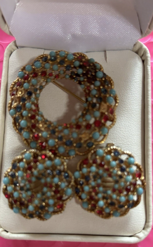 Vintage 1960's Sarah Coventry Demi Parure Brooch & Clip On Earrings Set ...