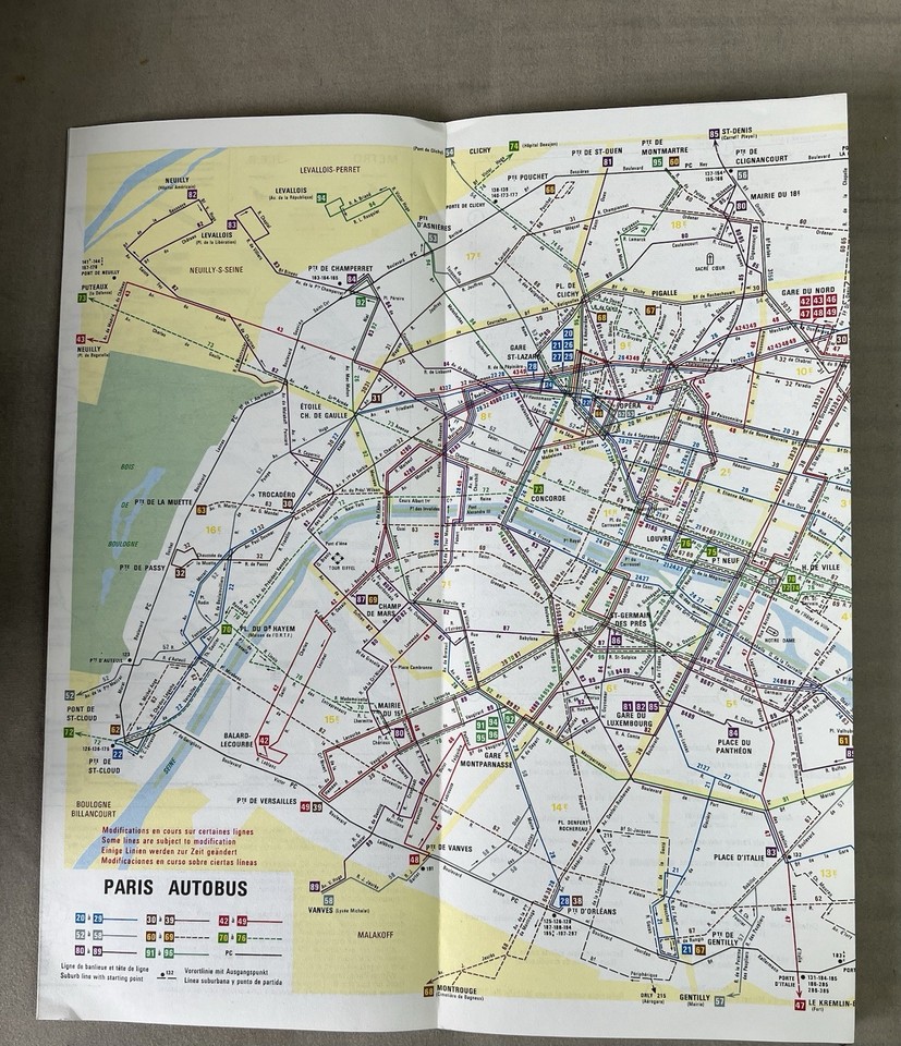 France : Paris - 1973 1st Edition - Transport Metro and Bus Route Map ...