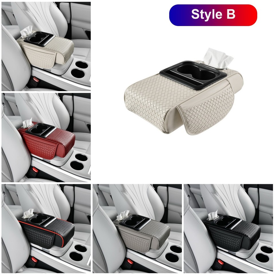Car Armrest Cover Center Console Cushion Pad Mat with Tissue Storage ...