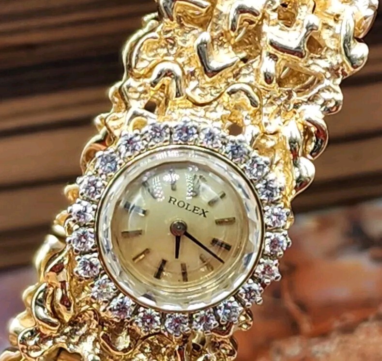 Rolex Rare Vintage 14k Diamond Cocktail Watch W/ Nugget Filigree Style ...
