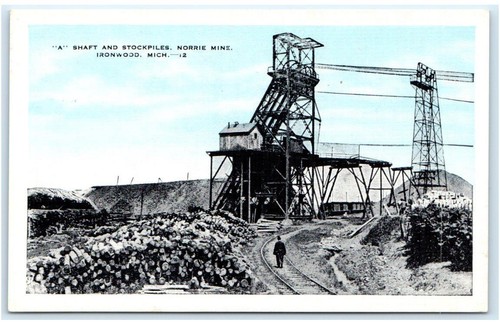 IRONWOOD, MI Michigan ~ "A" Shaft & Stockpiles NORRIE MINE c1930s ...