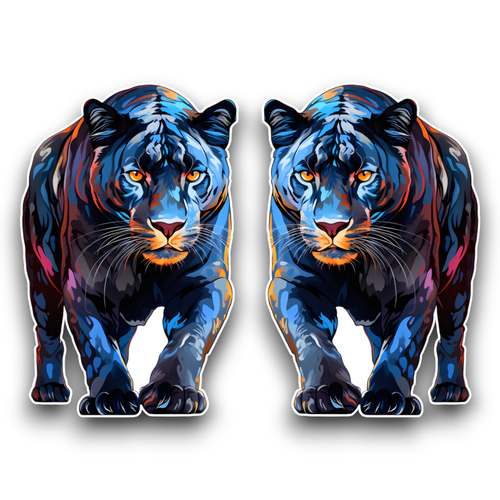 2x Small Panther Big Cat Watercolour Wild Animal Vinyl Sticker Decals ...