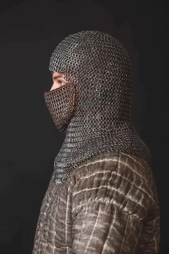 Chainmail Coif Face Covered 9 mm flat Riveted Chainmail Armor Hood SCA ...